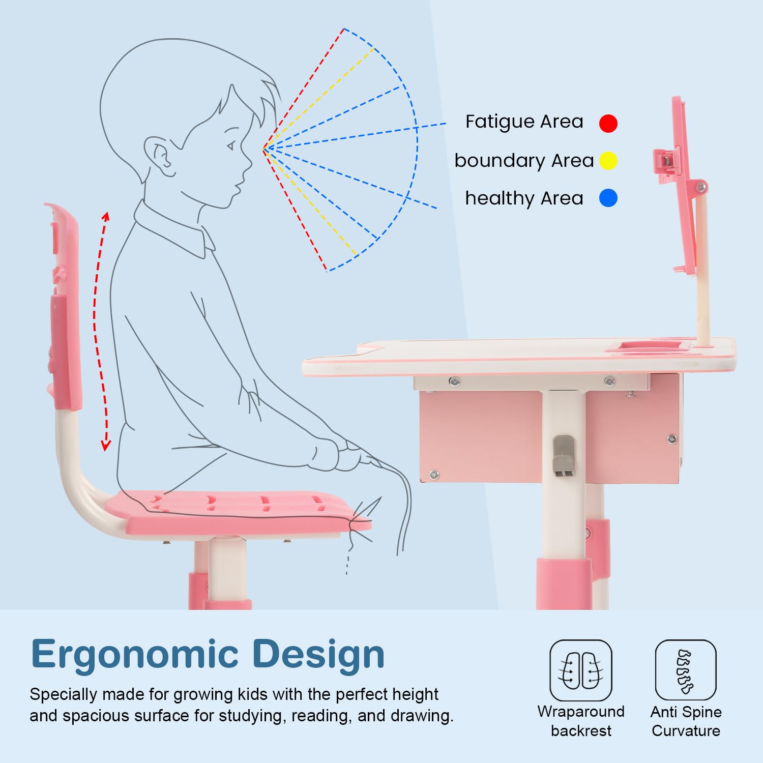 Buy Height Adjustable Study Table and Chair Set for Kids Ergonomic ...