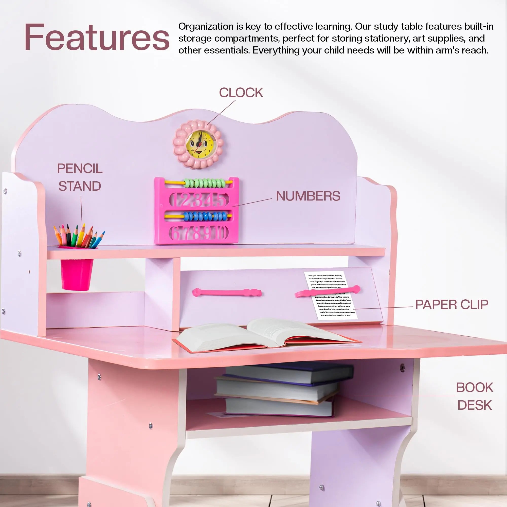 Baybee Height Adjustable Study Table for Students Kids with Chair ...