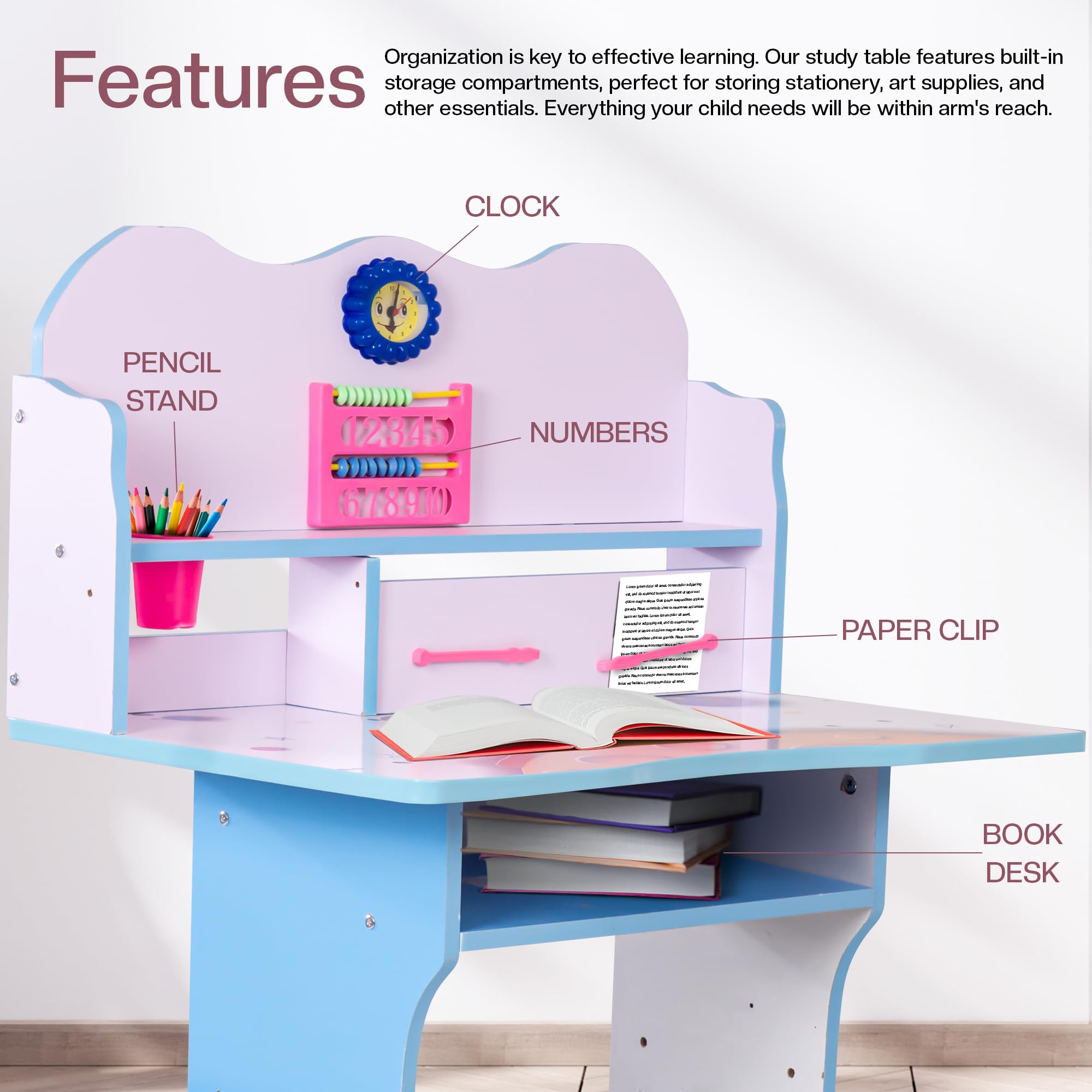 Baybee Height Adjustable Study Table for Students Kids with Chair ...