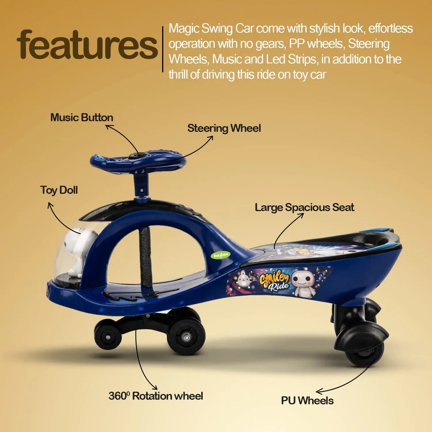 BAYBEE Magic Swing Car Toy | Shop Swing Cars & Rideons – Baybee India