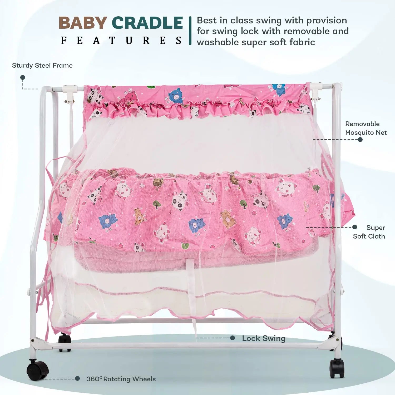 Baybee Bella Baby Swing Cradle for Baby with Mosquito Protection Net ...