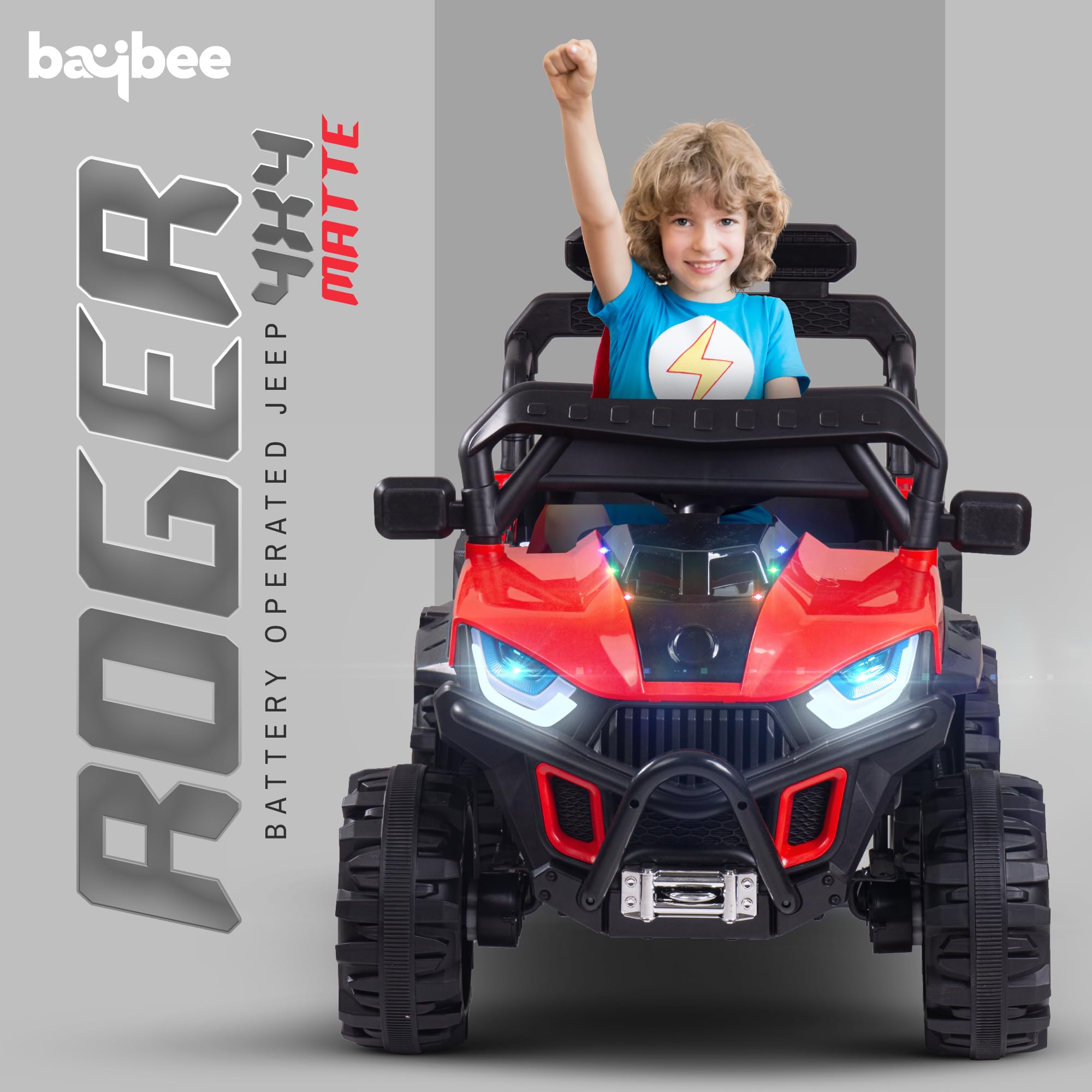 Baybee Roger Kids Battery Operated Jeep for Kids with LED Light, Bluet ...