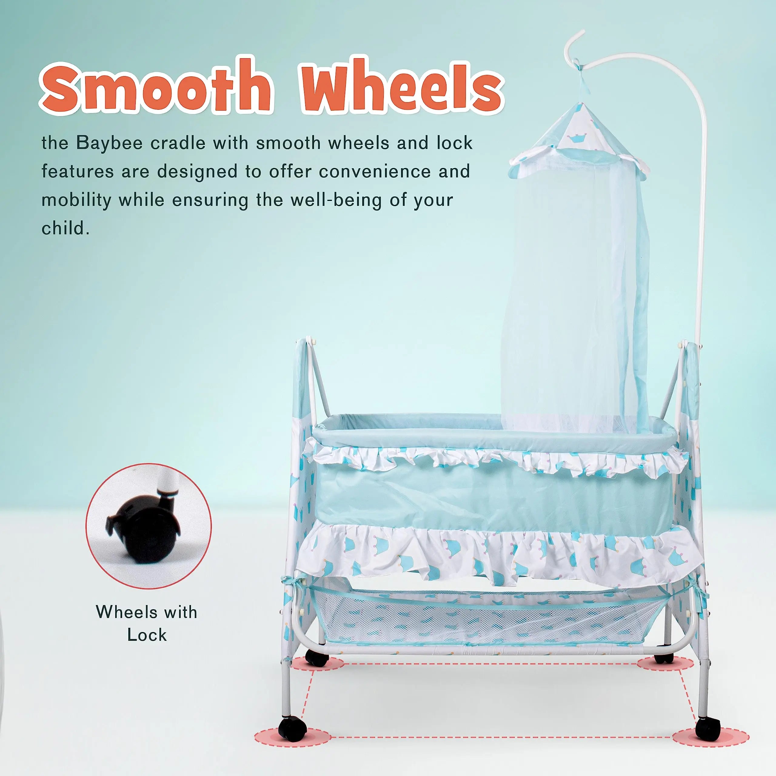 Baybee Fuffy Baby Swing Cradle for Newborn Baby with Mosquito Net, Sto ...