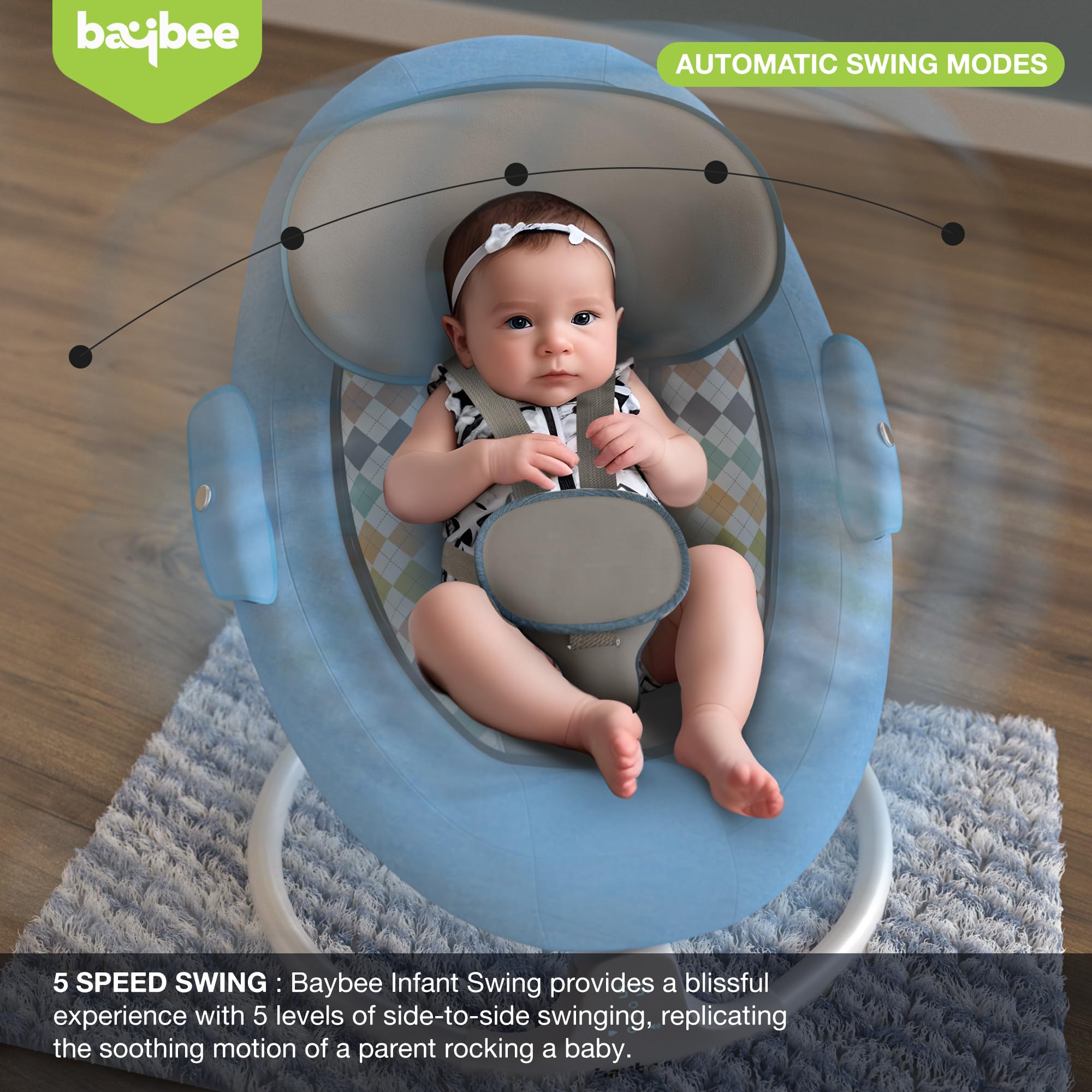 Baybee Lullabies Automatic Electric Baby Swing Cradle with Adjustable ...