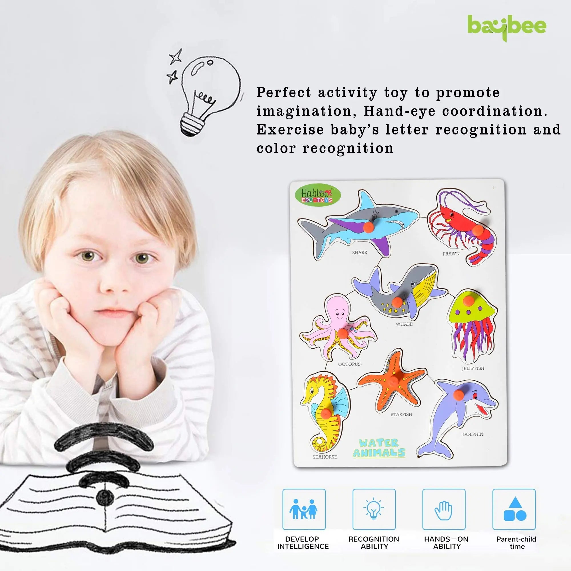 Baybee Wooden Flowers with Picture and Learning Educational Board for ...