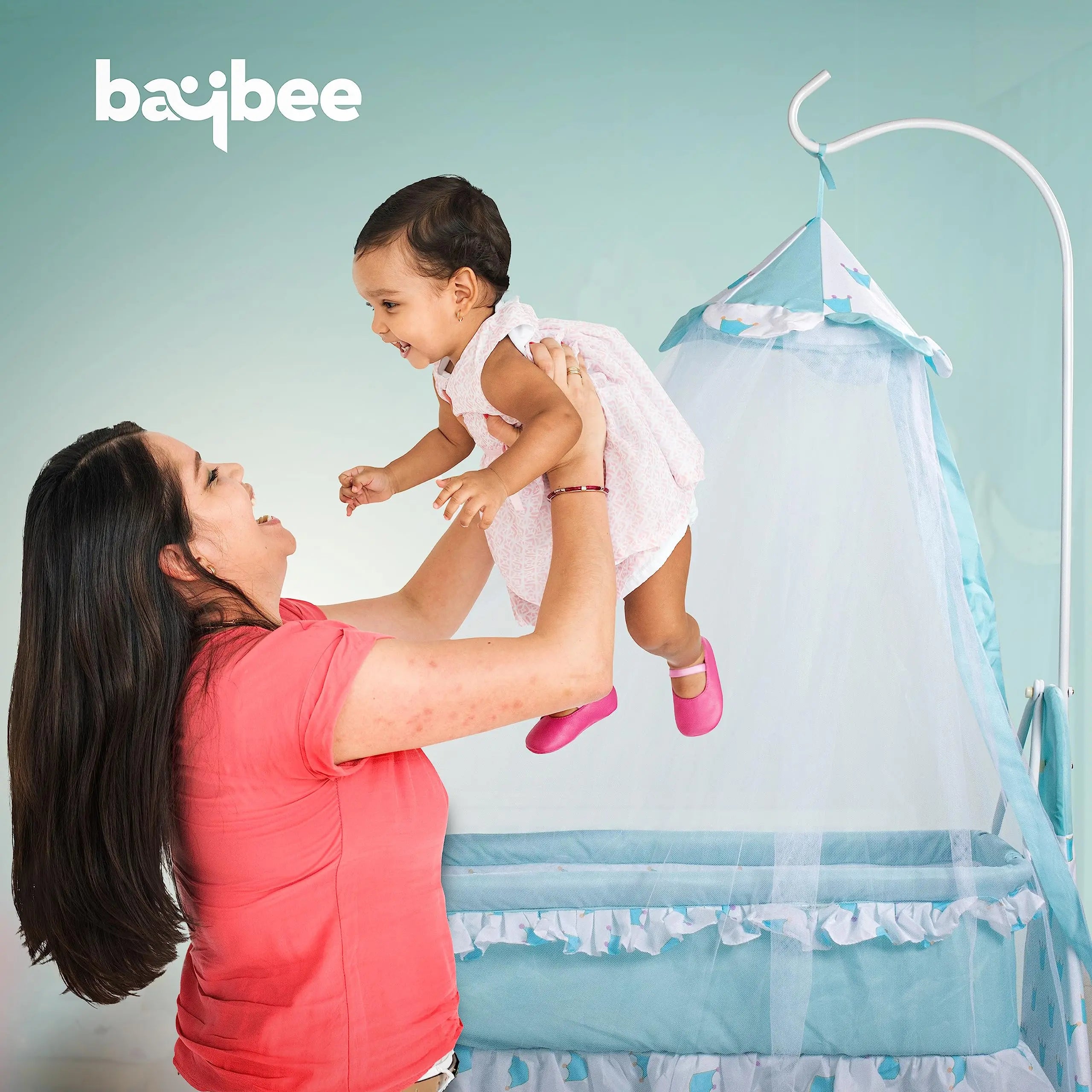 Baybee Fuffy Baby Swing Cradle for Newborn Baby with Mosquito Net, Sto ...