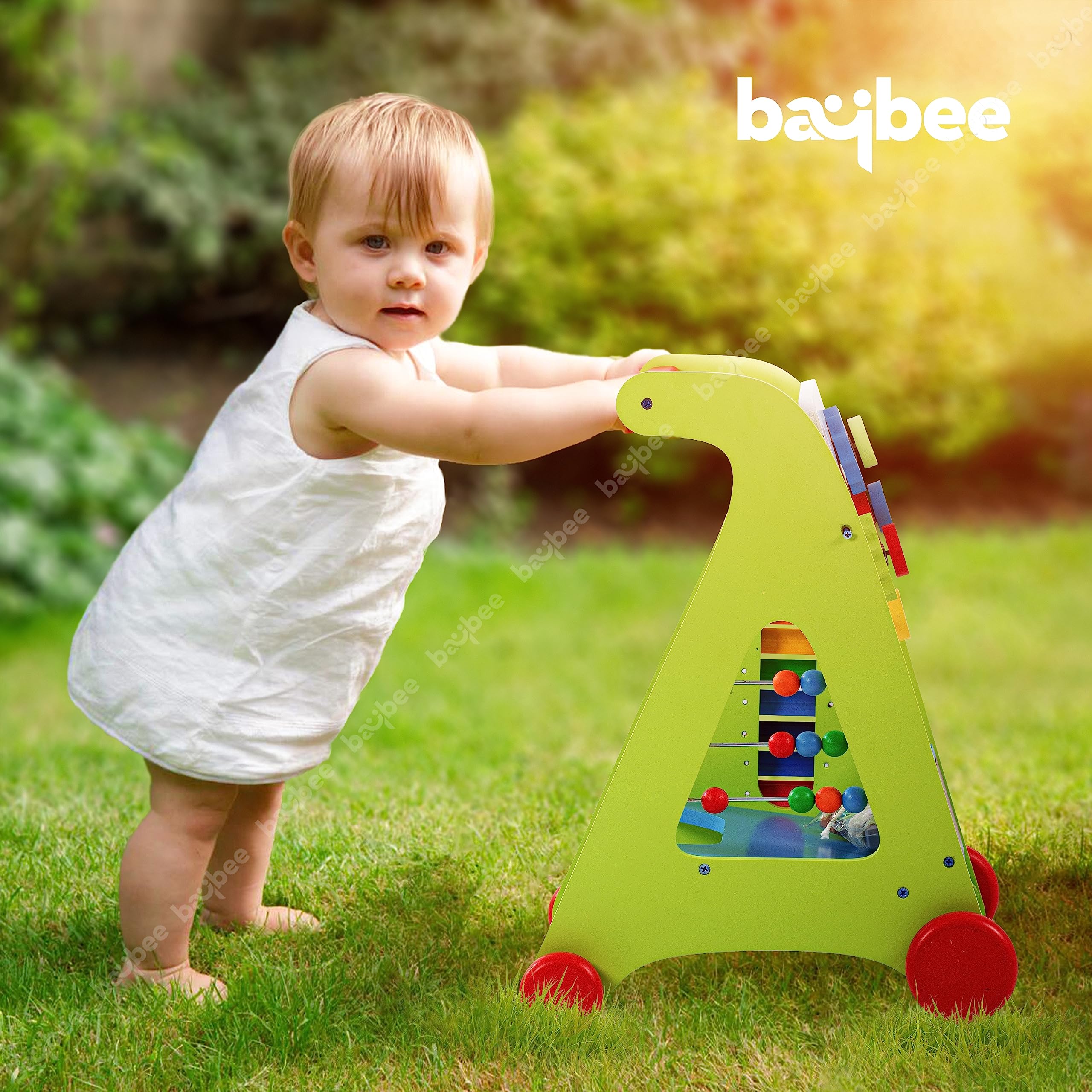 Baybee Wooden Activity Push and Pull Walker for Kids, Learning Sit to ...
