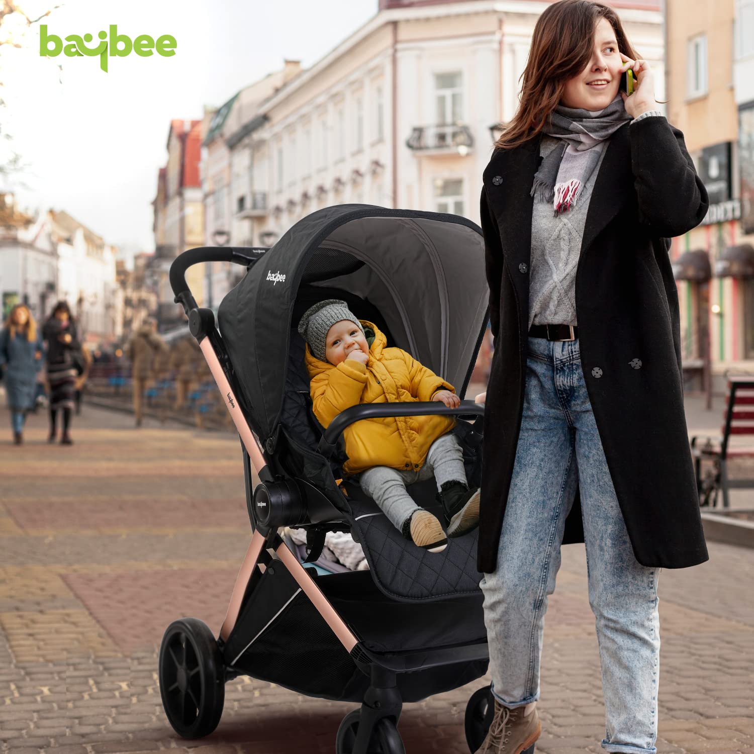 Baybee Convertible Pram Stroller, 3-Position Adjustable Stroller for B ...