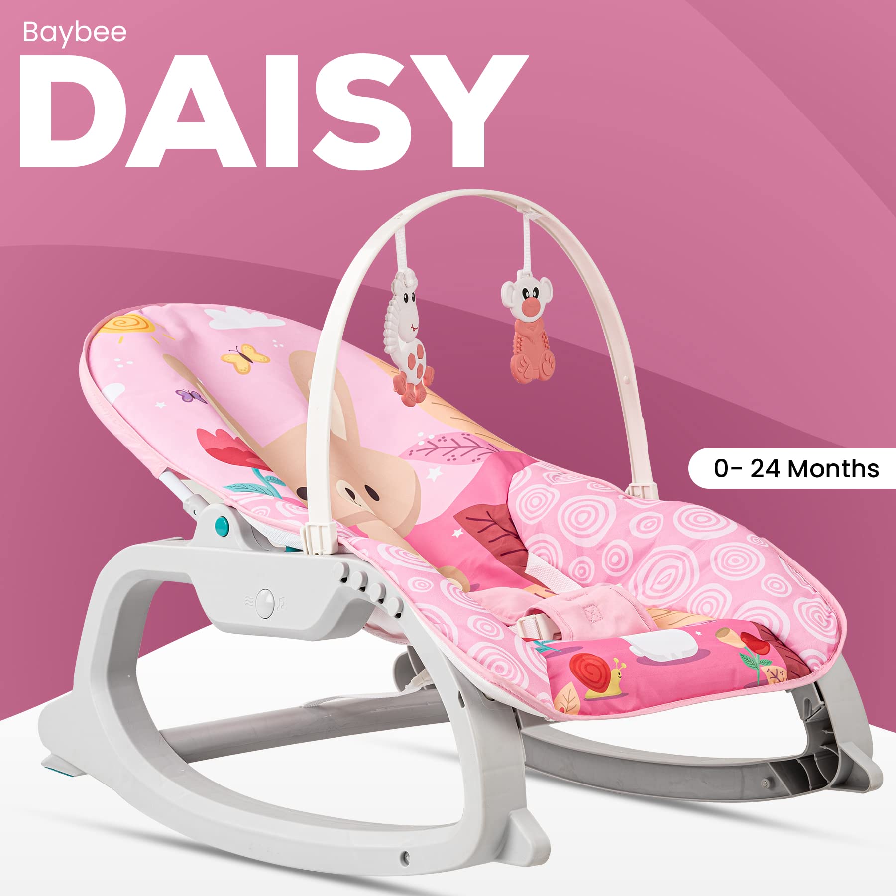 Baybee Daisy Baby Bouncer and Rocker Portable Chair – Baybee India