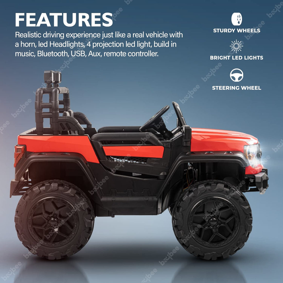 Baybee Gladiator Rechargeable Battery Operated Jeep for Kids with Blue ...